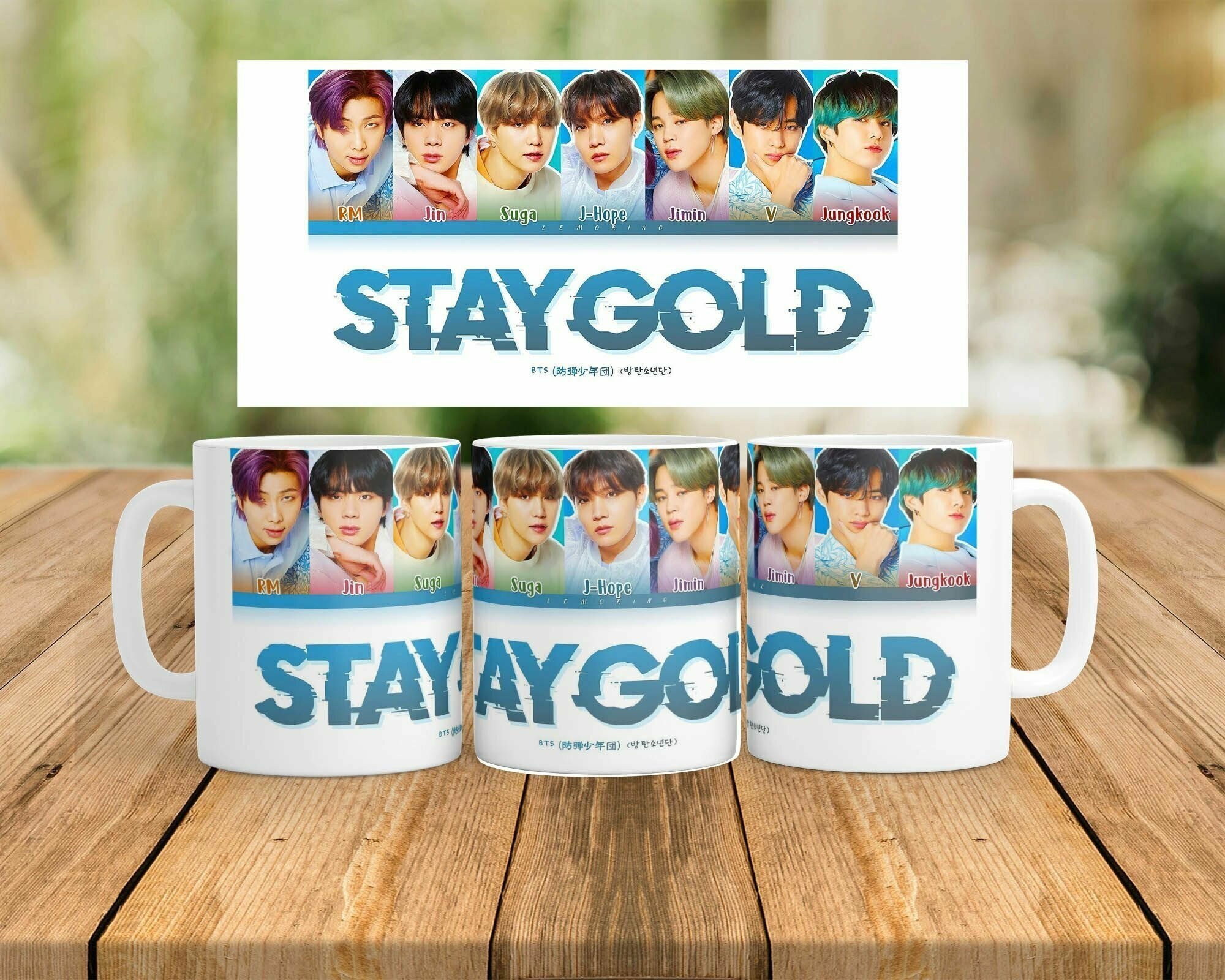 Кружка / Чашка для чая и кофе из керамики "BTS (stay gold)", 330 мл, 1шт