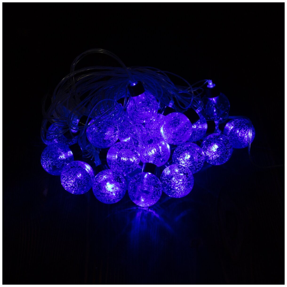 Новогодняя гирлянда светодиодная линейная, 20 LED, "Огненный шар", синяя, с возможностью наращивания, 5 метров