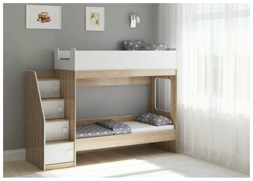 Двухъярусная кровать Легенда D602.3 сонома/белый спальное место 175х75 см