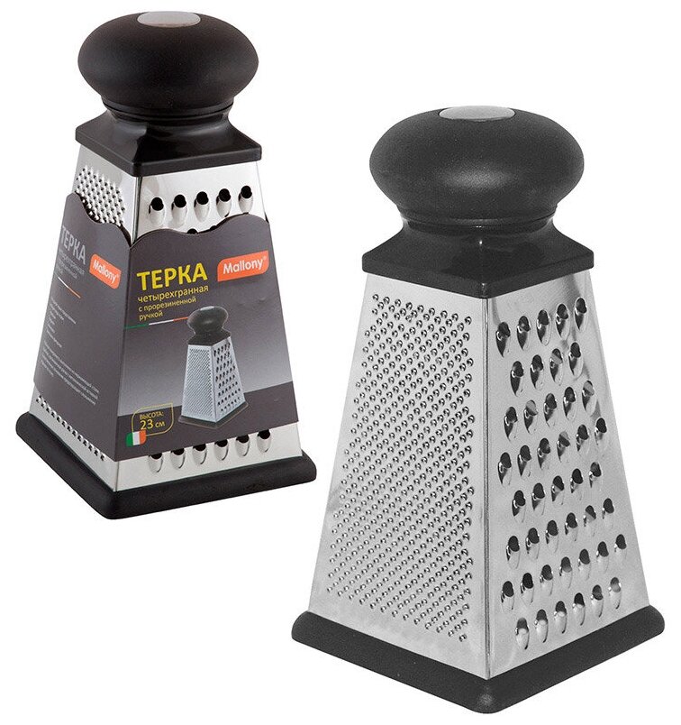 Терка четырехгранная GR-083-8, прорезиненная ручка, высота: 23 см (пластик, нерж. сталь) (965014)