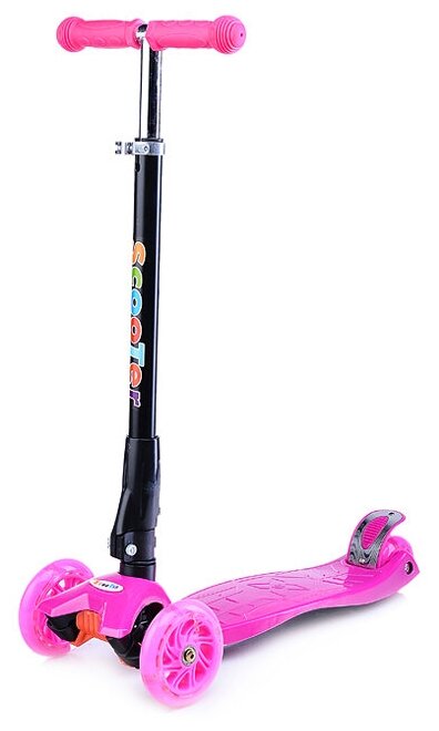 Самокат детский Oubaoloon трехколёсный со съёмной рулевой стойкой U038222Y розовый, в коробке