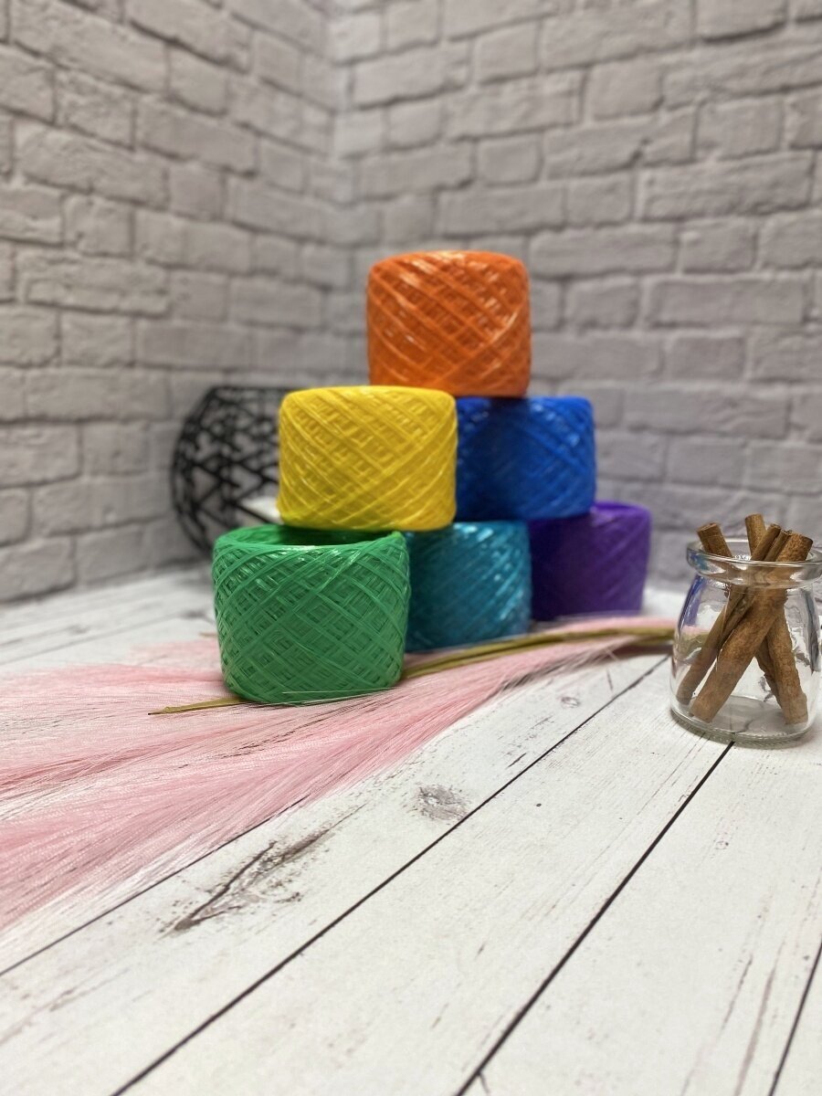 Нить для вязания мочалок полипропилен 300 м/450м /клубок/цвет в ассортименте.