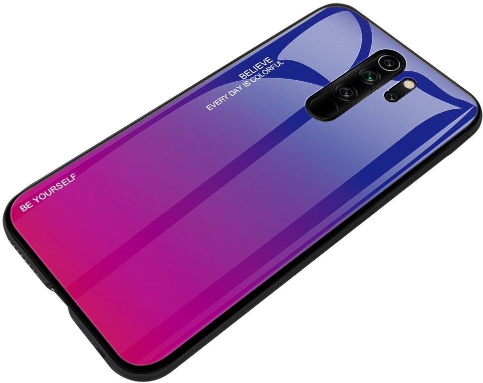 Чехол-бампер MyPads для OnePlus 6T стеклянный из закаленного стекла с эффектом градиент зеркальный блестящий переливающийся фиолетовый