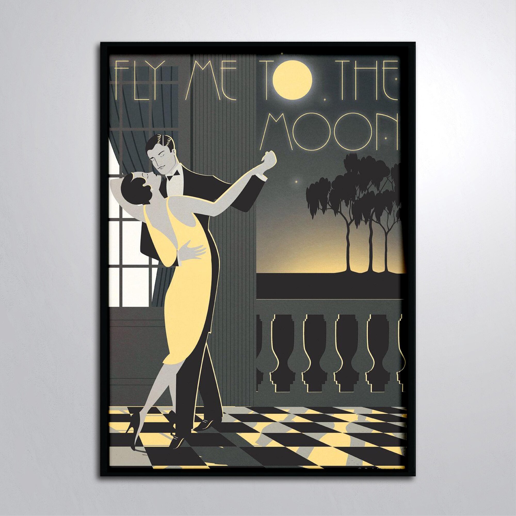 Постер без рамы/Постер для интерьера/Винтажный плакат Полет на Луну Fly Me To The Moon (А2/420х594)