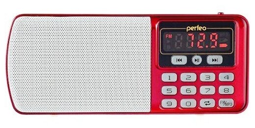 Радиоприемник Perfeo I120 Егерь, usb mp3, FM, питание от usb или аккумулятора - красный