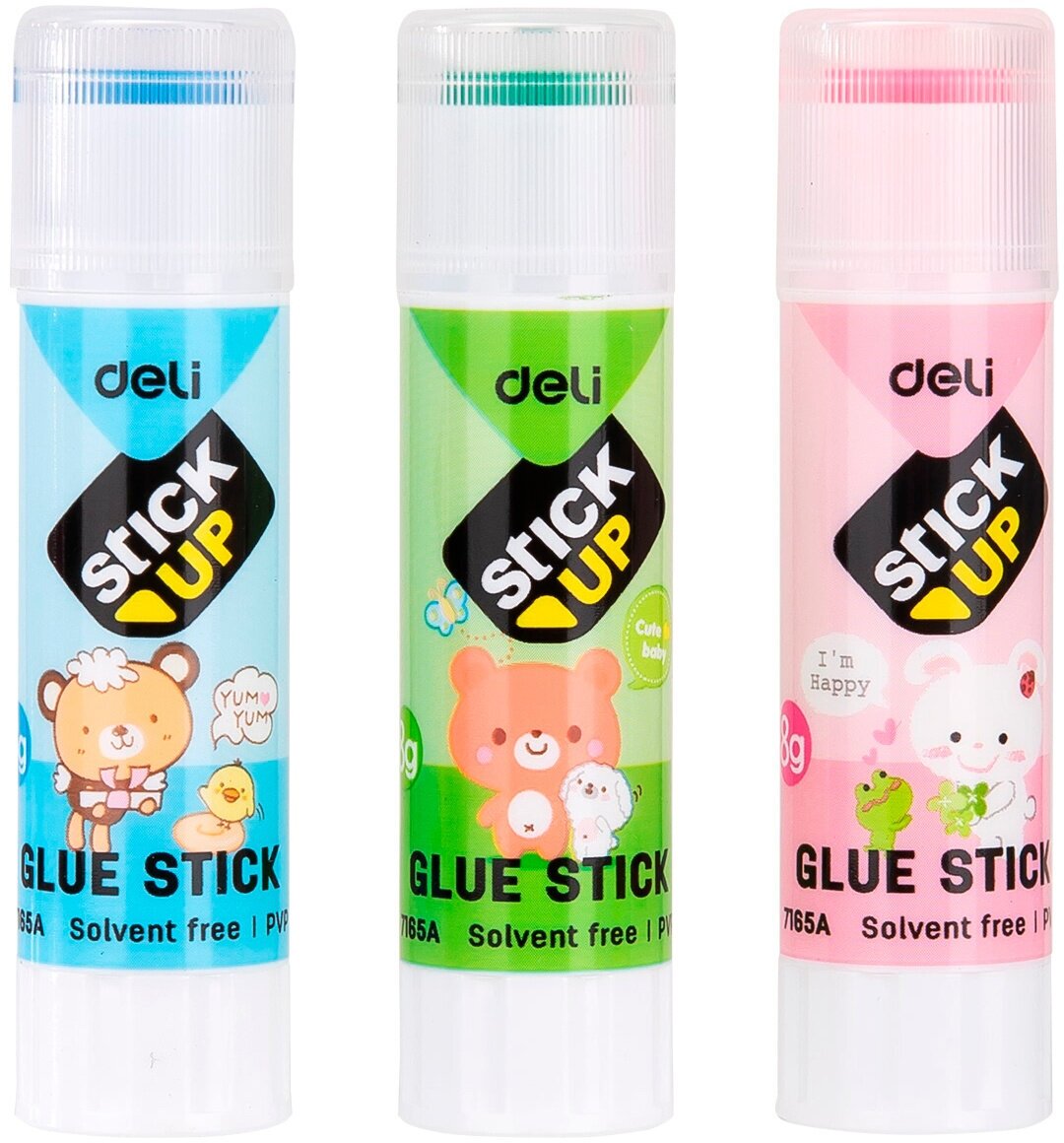 Клей-карандаш Deli E7165A 8гр корп. ассорти детский