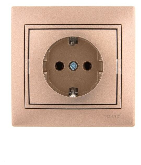 Розетка 1-м СП Mira 16А IP20 с заземл. со вставкой керамика свет. корич. перламутр. LEZARD 701-3131-122
