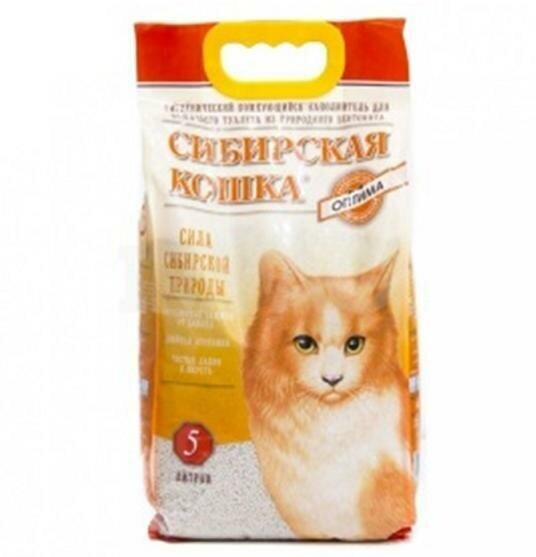 Наполнитель для кошачьего туалета сибирская кошка оптима наполнитель комкующийся для туалета кошек (5 л)