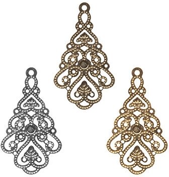 "Zlatka" Филигранные элементы FDP-002 3.6 см подвеска 4 шт СК/Распродажа под золото