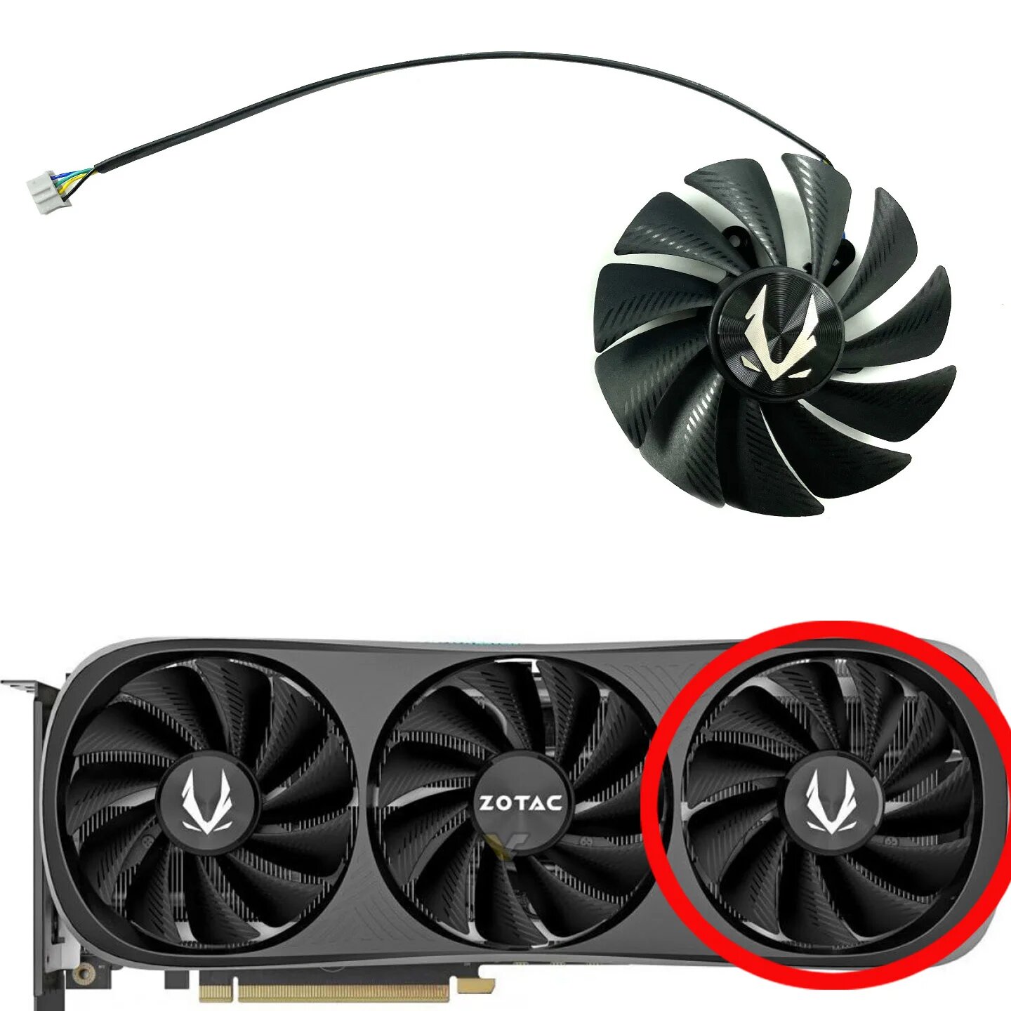 Вентилятор для видеокарты Zotac, правый, 9 дюймов