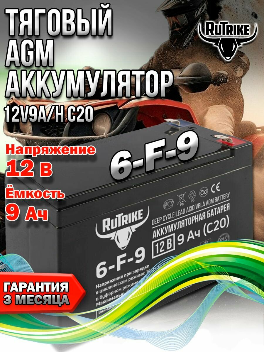 Аккумулятор RuTrike 6-F-9 (12V9A/H C20)