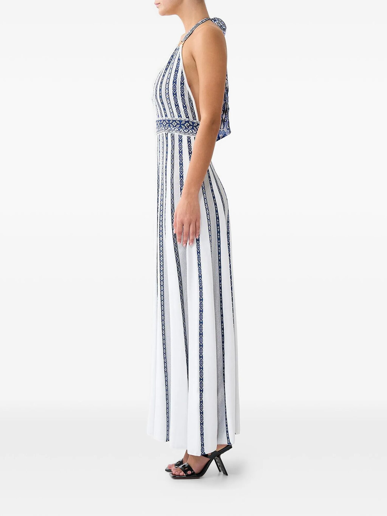 Платье Camilla Halterneck tie maxi dress, размер XL-2XL, бежевый/белый — фото 1