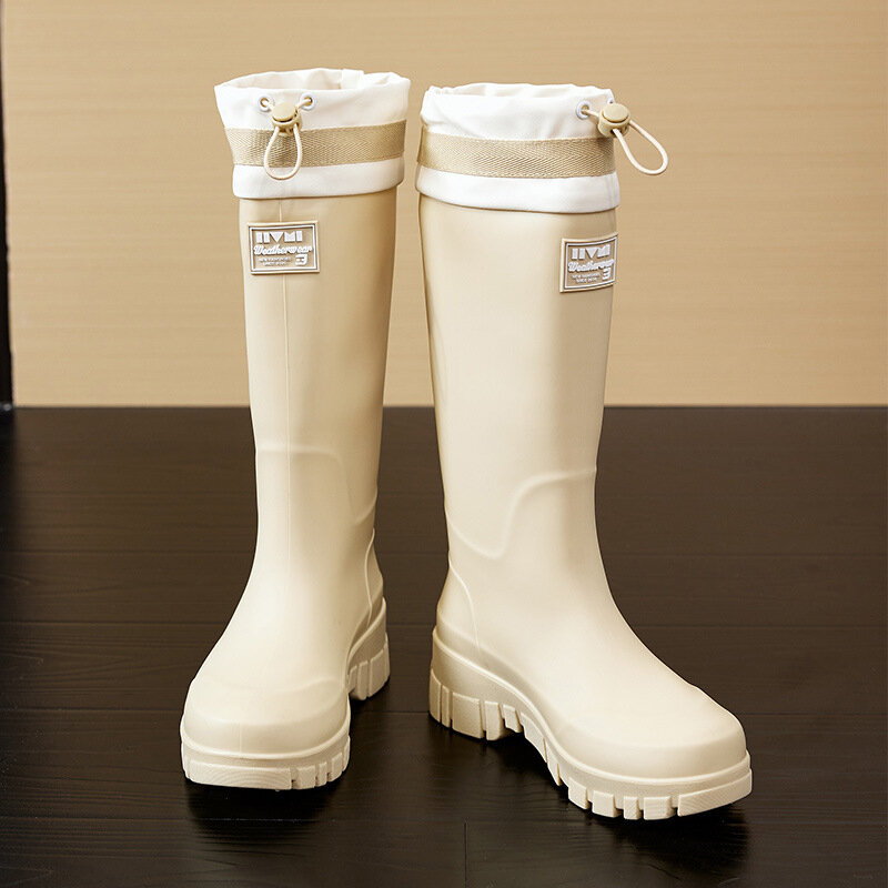 Женские резиновые сапоги, модные резиновые сапоги, высокие водонепроницаемые ботинки, водонепроницаемые сапоги для взрослых, нескользящая резиновая обувь, обувь на толстой подошвеРазмер обуви. EU:40