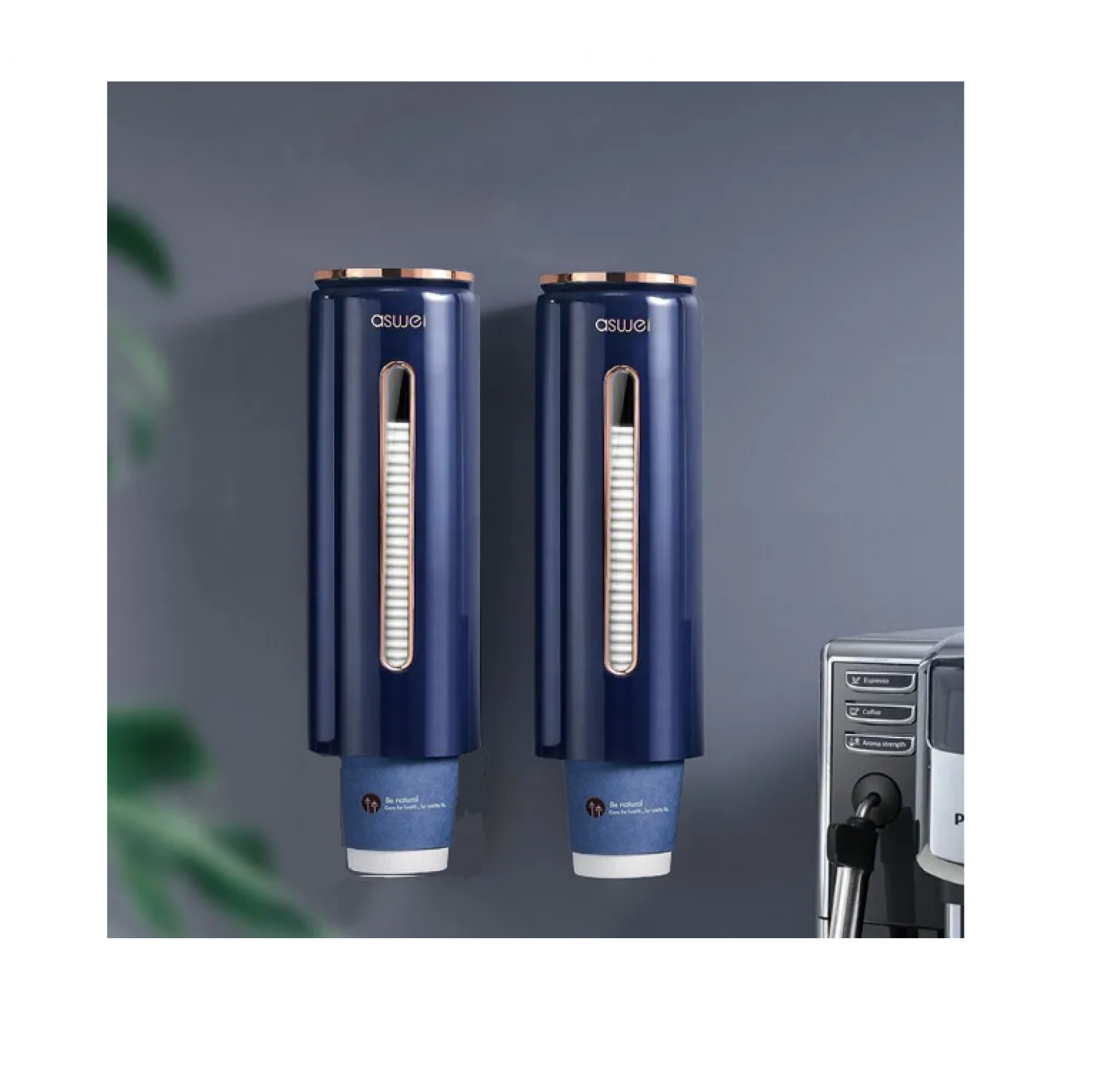 Держатель для одноразовых стаканчиков MyPads настенный без сверления синий пластиковый