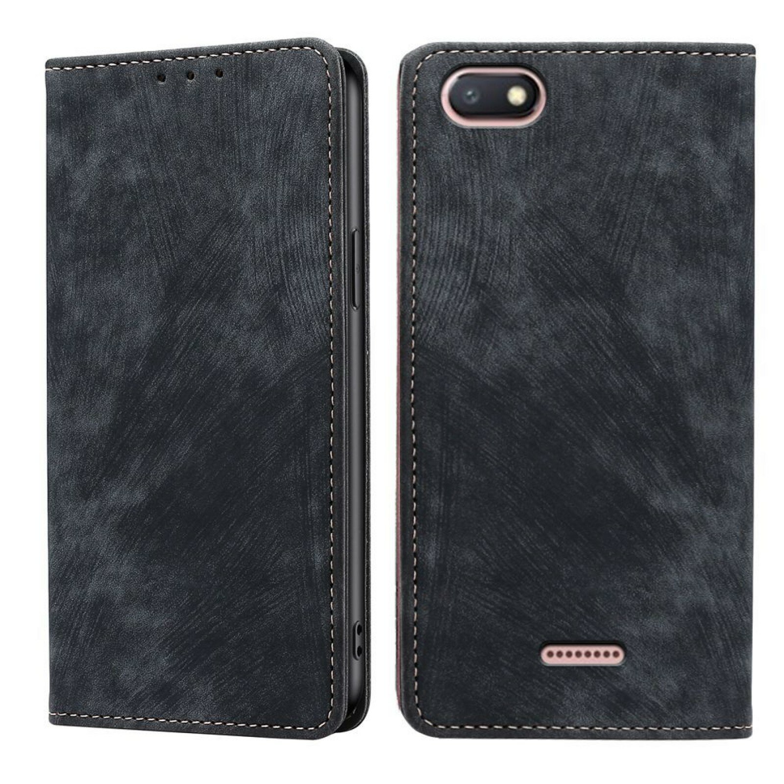 Чехол-книжка MyPads для Xiaomi Redmi 6a с мягким покрытием и функцией подставки, черный