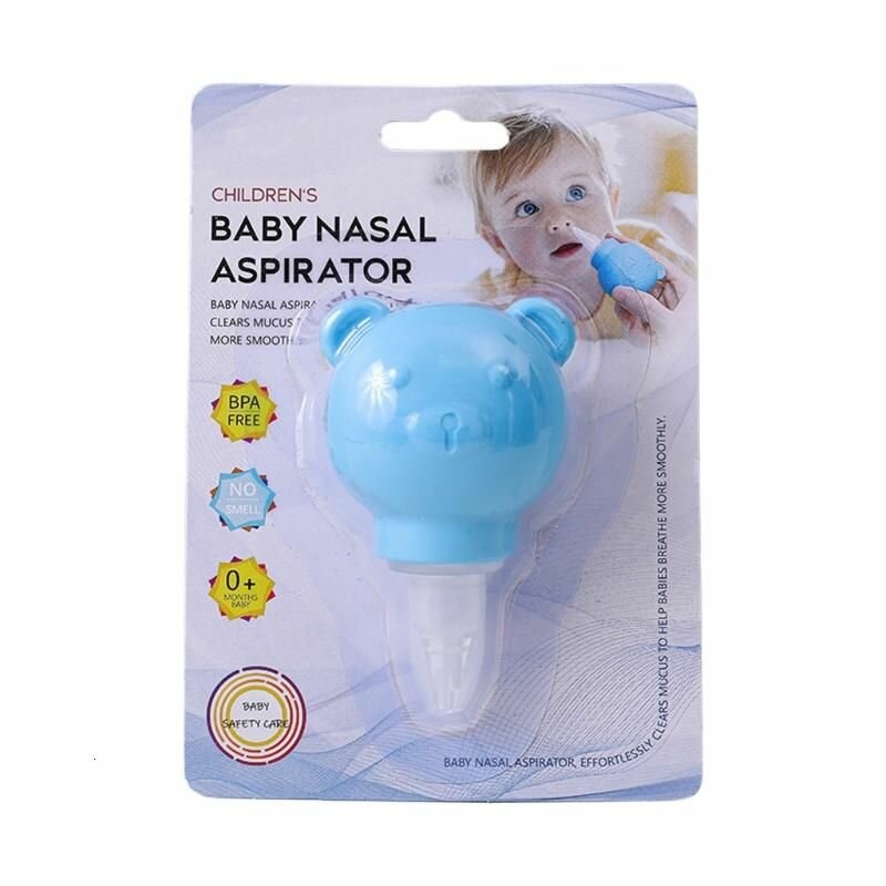 Ручной аспиратор для носа из TPE, легко чистится, безопасное удаление слизи для новорожденных, Синий