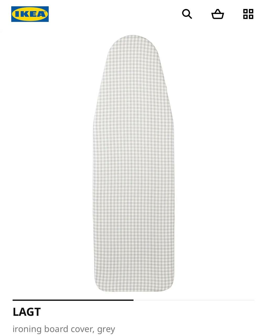 Чехол для гладильной доски IKEA LAGT, серый, хлопок/полиэстер, 40x120см