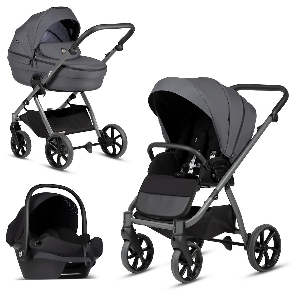 Детская коляска 3в1 Tutis Uno 6+, Elo Lux Edu Sky, цвет Antracite (Антрацит)