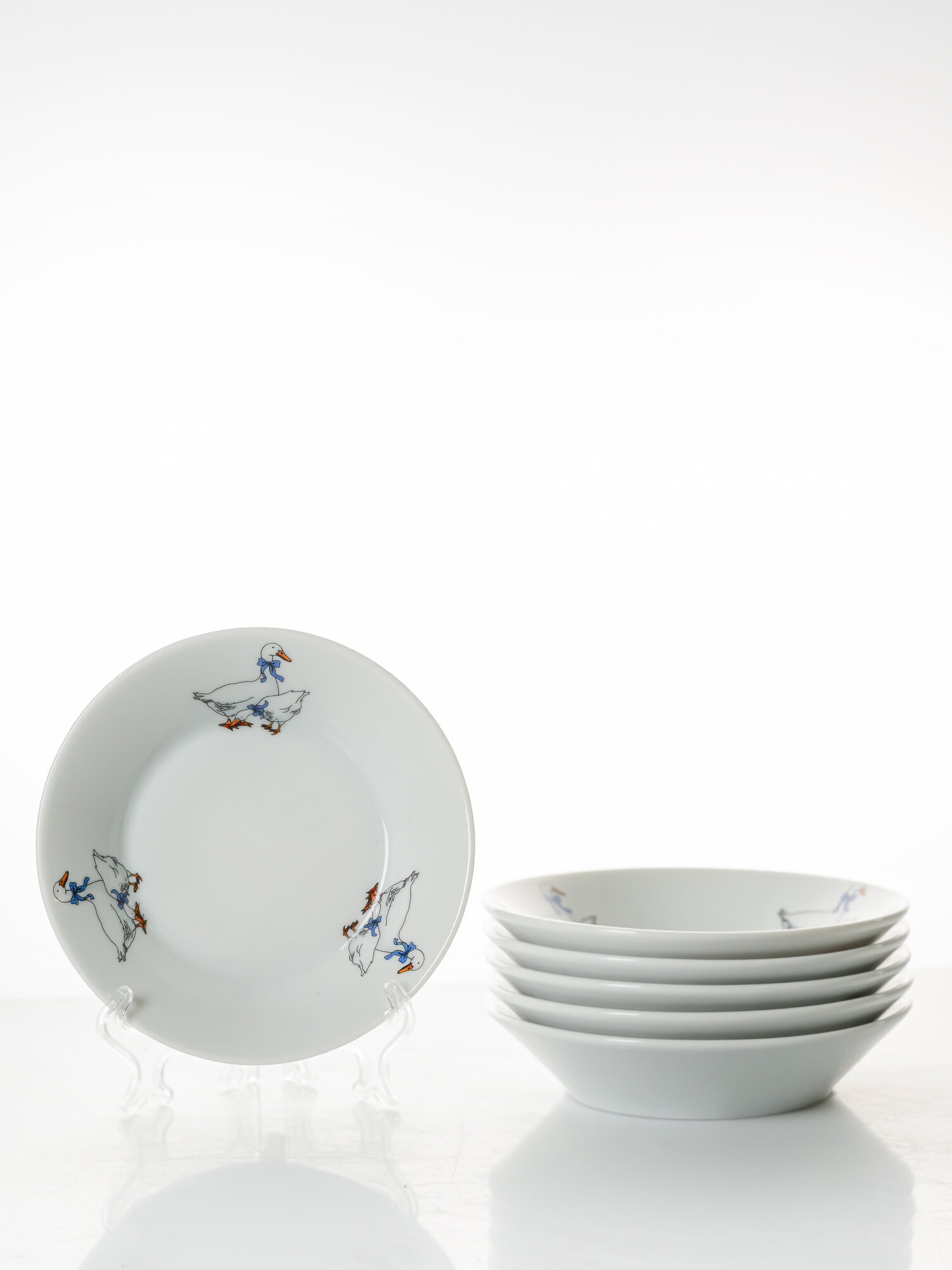 Набор фарфоровых блюдец Добрушский фарфоровый завод, "Гуси", 140 мм, 6 шт.