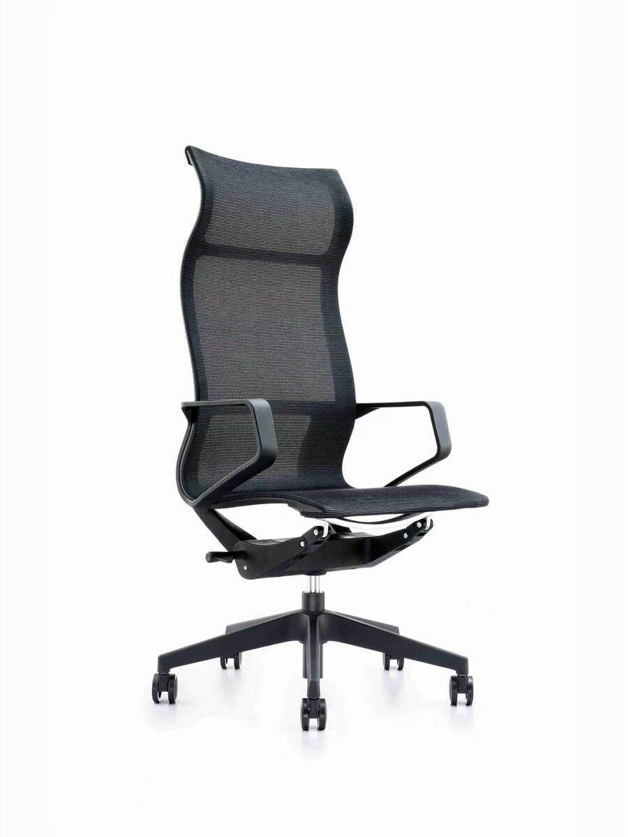 Кресло компьютерное офисное Синергия, сетка, ткань, черный