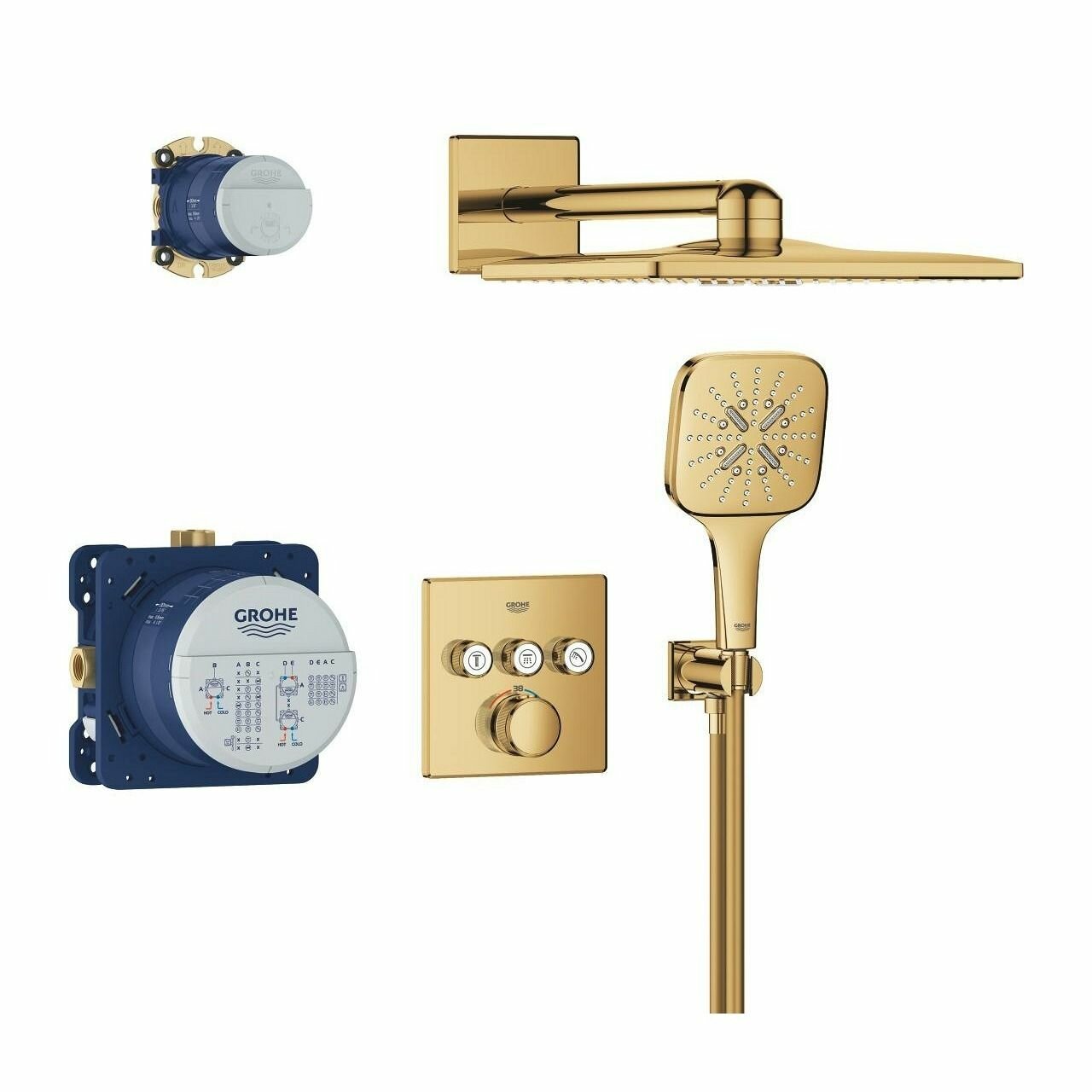 Душевая система GROHE Grohtherm SmartControl скрытого монтажа с термостатом, холодный рассвет глянец (34864GL0)