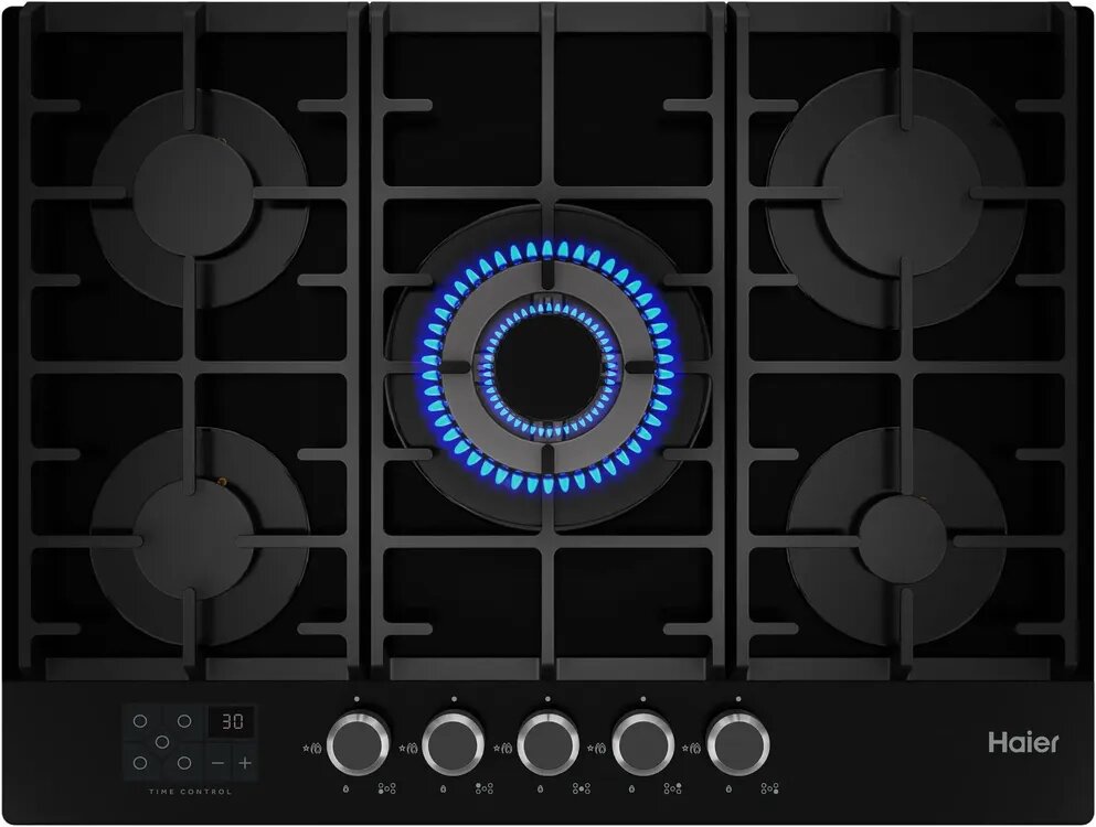 Варочная панель газовая Haier HHX-G75CWSB черный, закаленное стекло