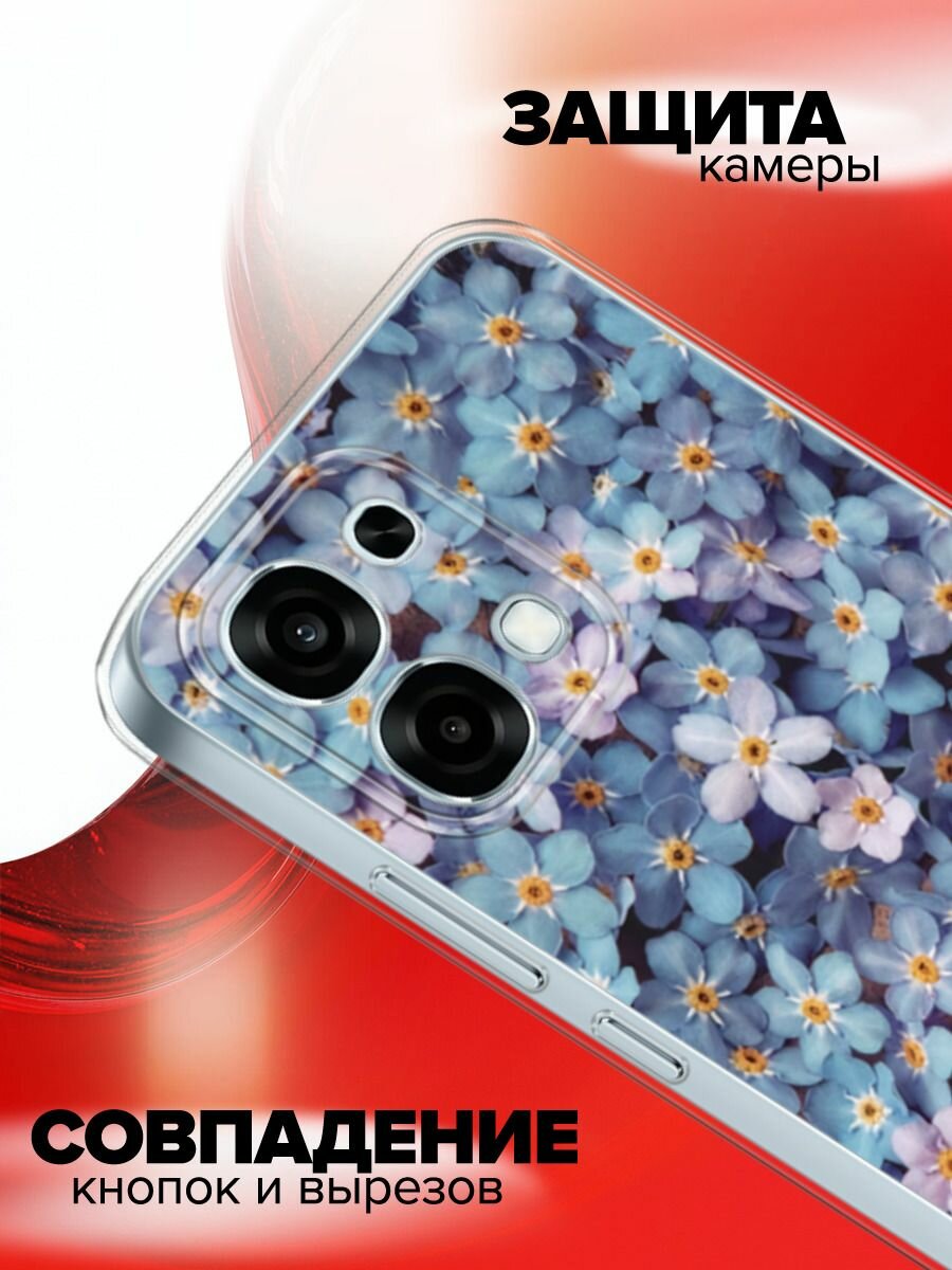 Силиконовый чехол на Oppo A6 Pro / Оппо A6 Про с принтом Поле незабудок — фото 1