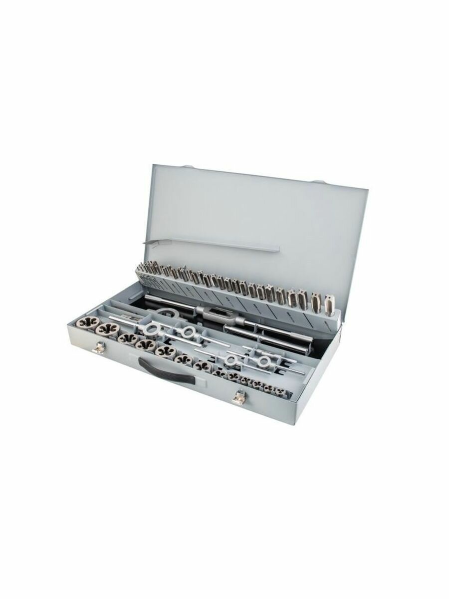 Набор метчиков и плашек NORGAU Industrial из быстрорежущей стали HSS M3 - M24, 64 предмета в кейсе