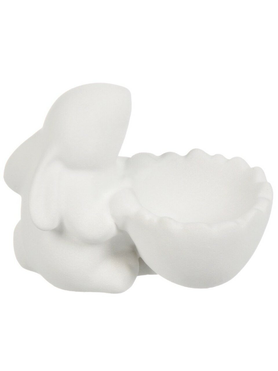 Подставка под яйцо Пасхальный кролик 10.5х7.8 см, белая фигурка для сервировки стола, декора кухни, 1 шт