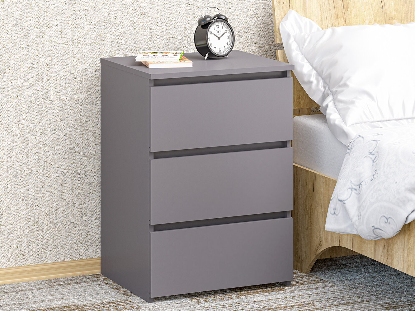 Тумба Пирамида Комфорта ТП-6, 3 выдвижных ящика, 50×72×42см, Графит