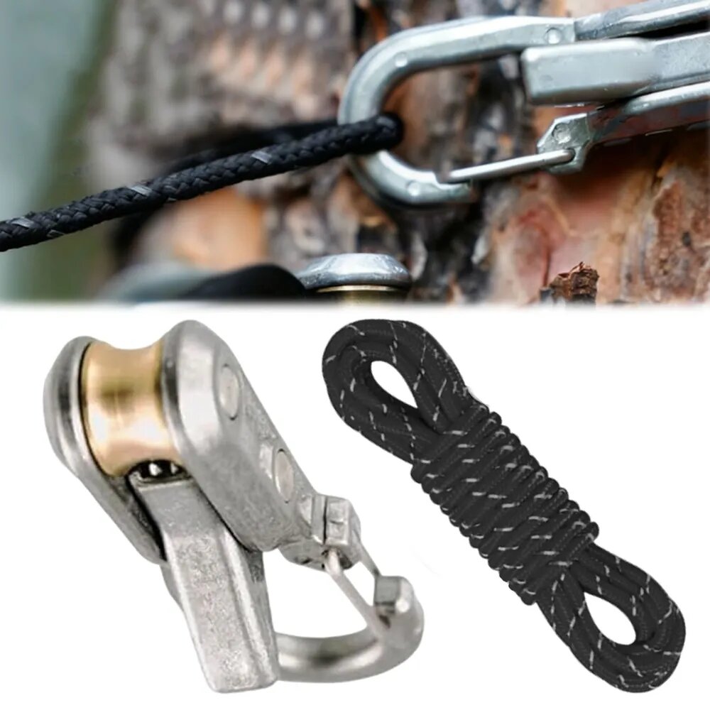 Регулятор натяжения паракорда для палаток и тентов, 4 шт, с чёрными светоотражающими верёвками