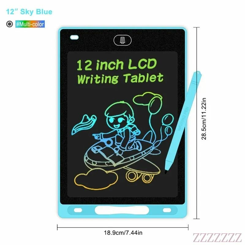 12-дюймовый детский планшет для рисования с LCD экраном, многоцветный