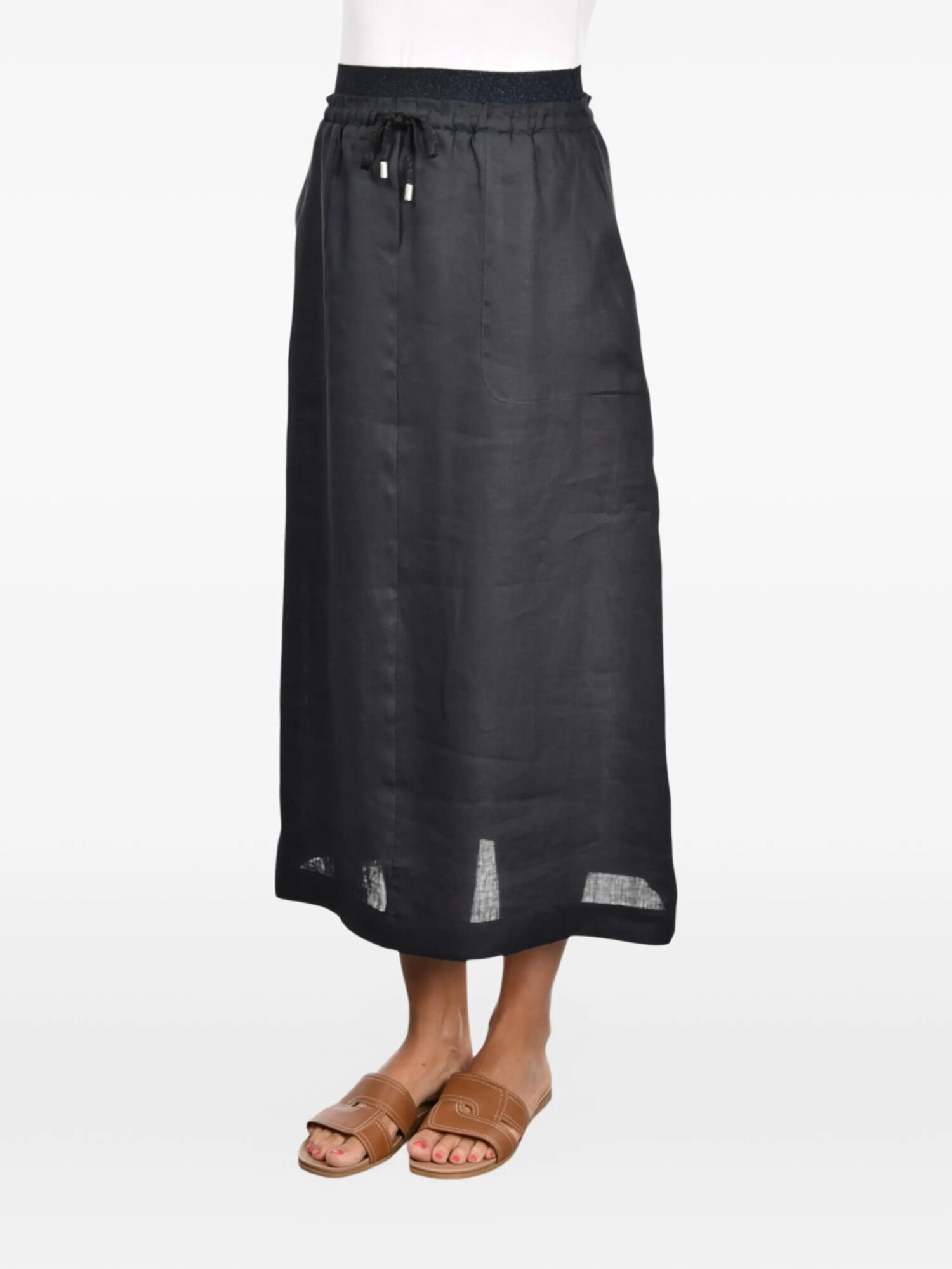 Юбка Gran Sasso Drawstring midi skirt, размер 42, blue — фото 1