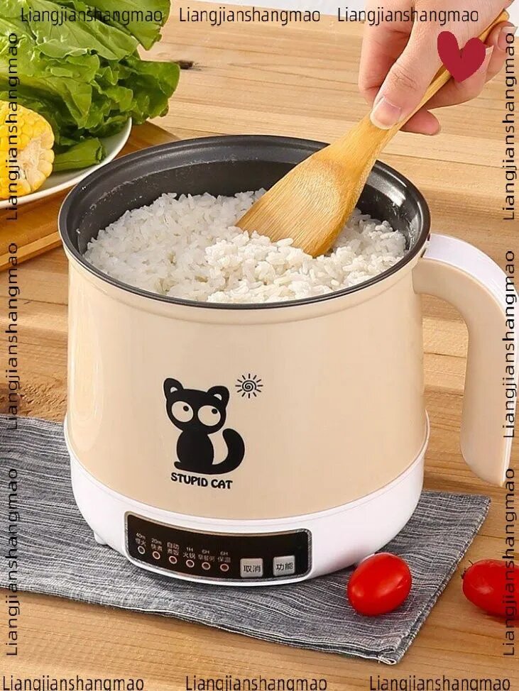 Мини рисоварка для дома, компактная электрическая мультиварка для риса и круп, бежевая