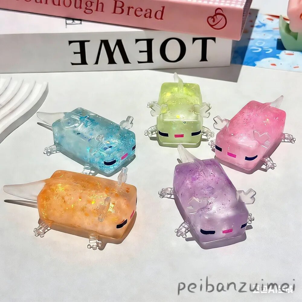 Антистресс-игрушка Клей-клай ахолотль Minecraft, 5 шт, Термопластик (TPU)