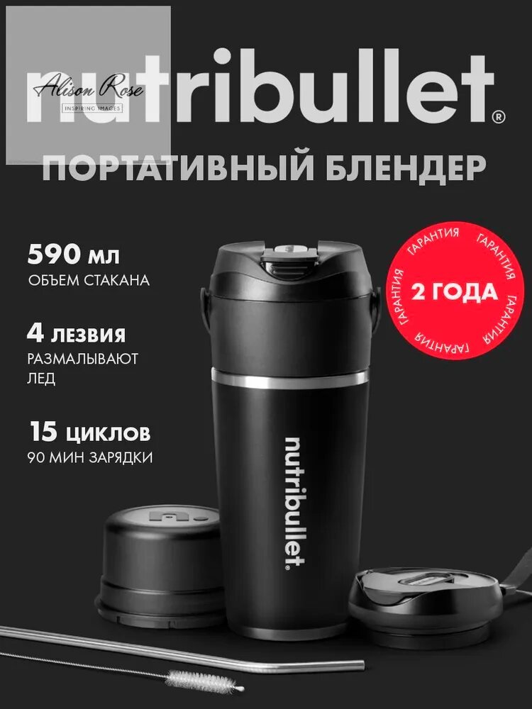Портативный блендер Nutribullet NBP016MA Flip черный, хром
