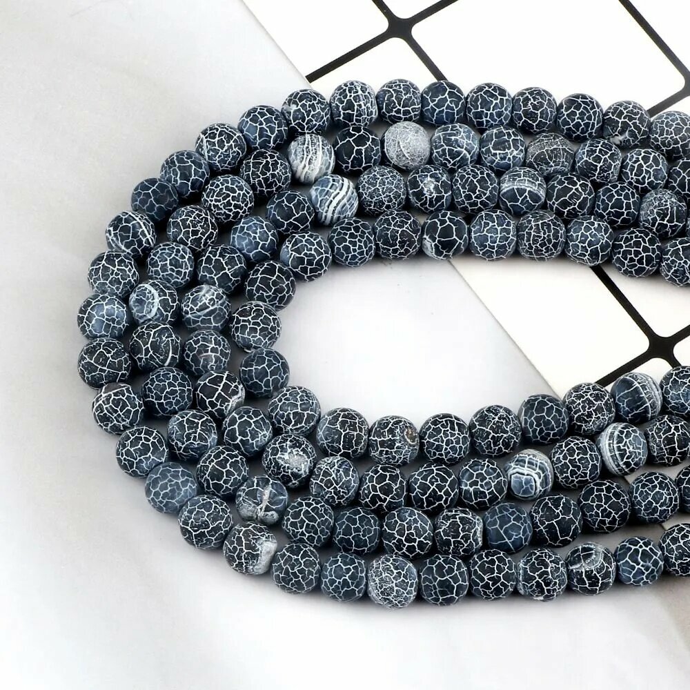 Натуральный камень, Бусины Африканский Агат 6 мм, около 30 шт, чёрный