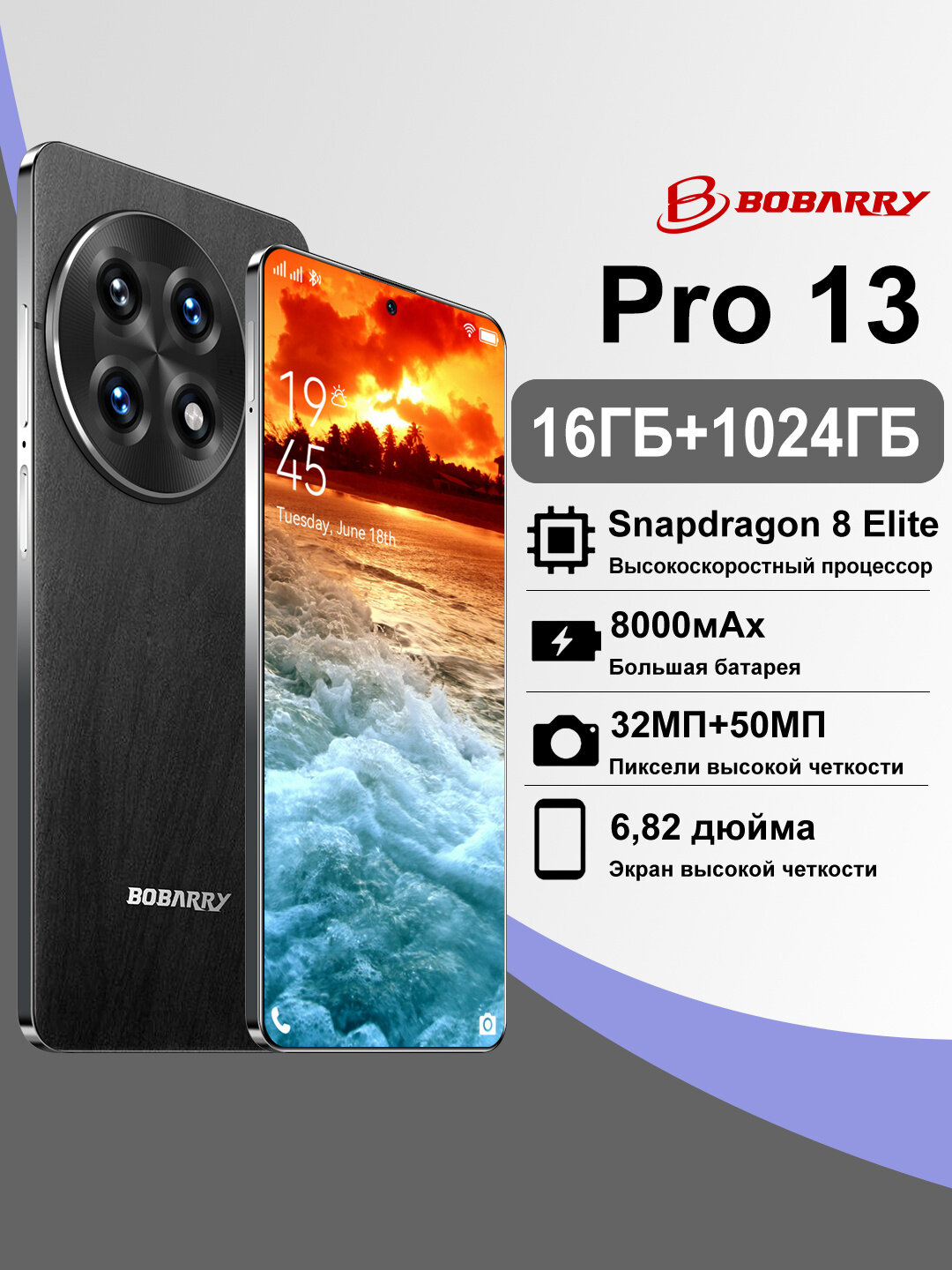 Флагманский смартфон Pro 13 16+1024GB Snapdragon 8 Elite на Android 14 с поддержкой 5G