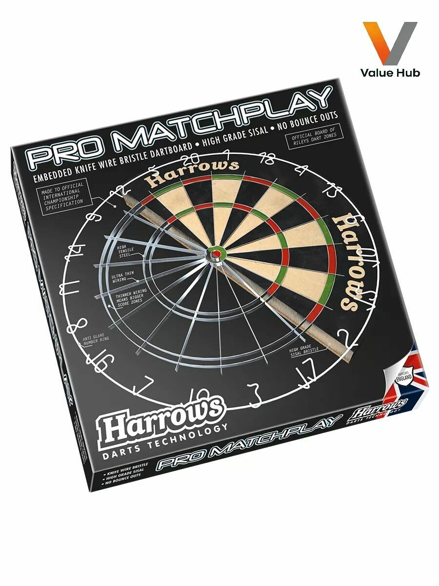 Дартс Harrows Pro Match Play - кенийская сизаль, профессиональный飞镖靶, для соревнований и дома — фото 1