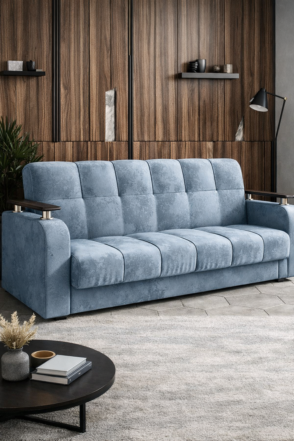 Диван раскладной Престиж плюш DIVANO, книжка, велюр, серый дизайн 11.1