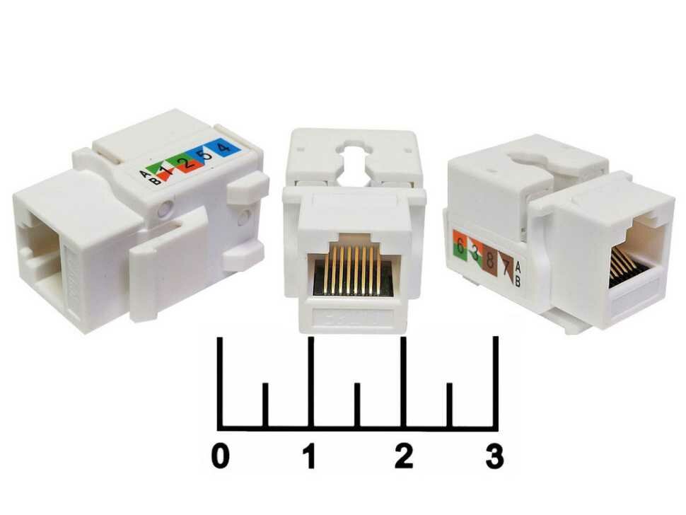 Разъем компьютерный гнездо 8P8C (RJ-45) вставка 5-категории RH-RJ45U5E/90W