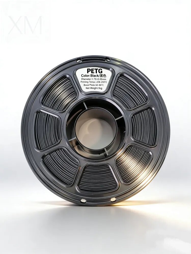 Пластик для 3D принтера PETG 1.75 мм 1 кг черный для 3D печати