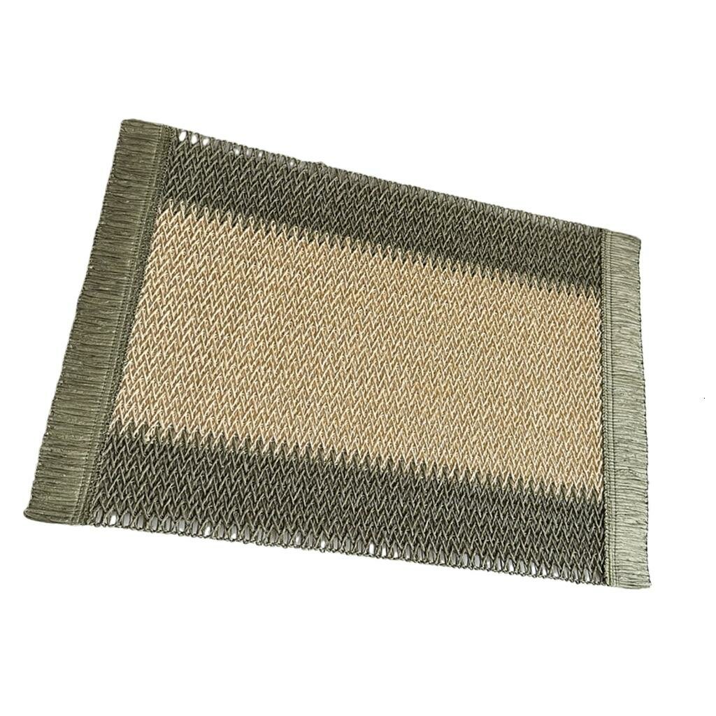 Тканый бумажный подстаканник в полоску, Зелено-бежевый.