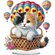 Фигурка светящаяся алмазная мозаика котенок в корзине на шарах для детского твор...
