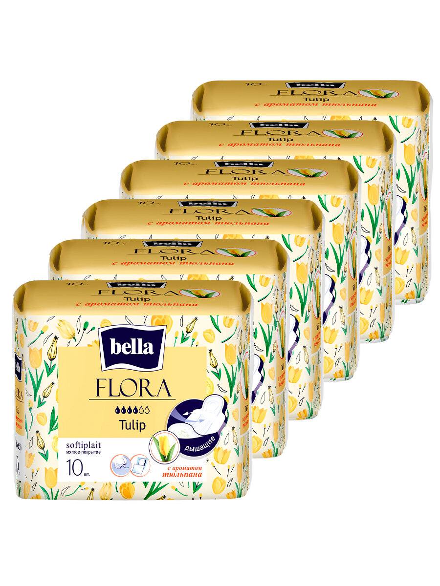 Bella Прокладки женские гигиенические Tulip 6х10 шт 4 капли