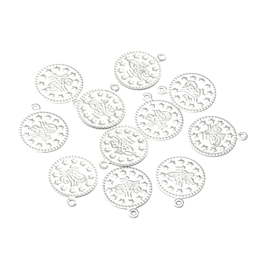 Богемные железные подвески в форме монеты 50/100 шт. 15mm 100Pcs, Style 2 Silver