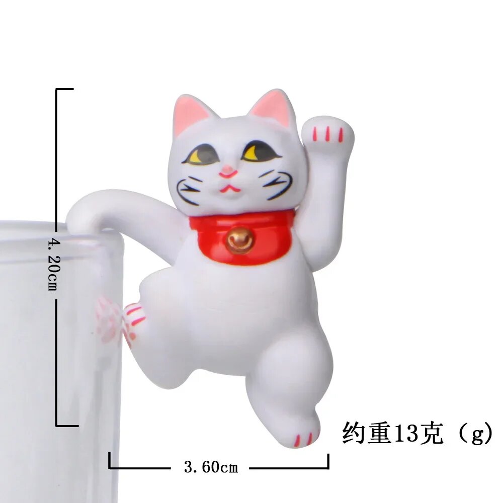 Мини-фигурка кошки Манеки-нэко, Белый, 4.20x3.60x13g