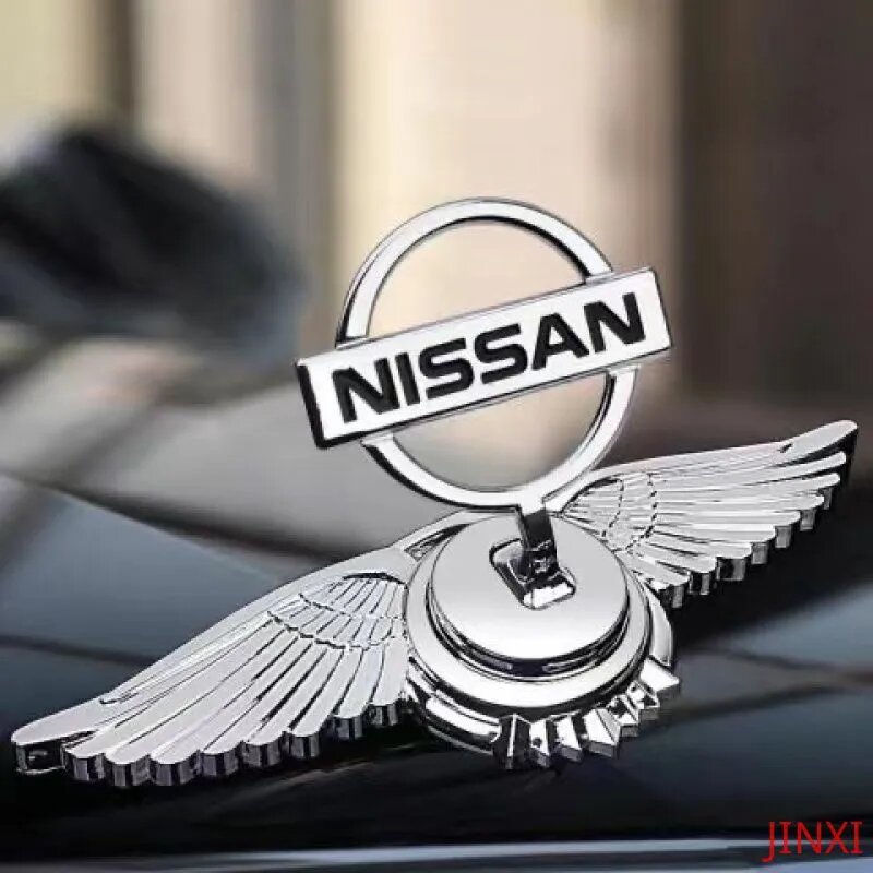Эмблема на капот Nissan / Прицел на капот Nissan из цинкового сплава, белый, 21х7 см