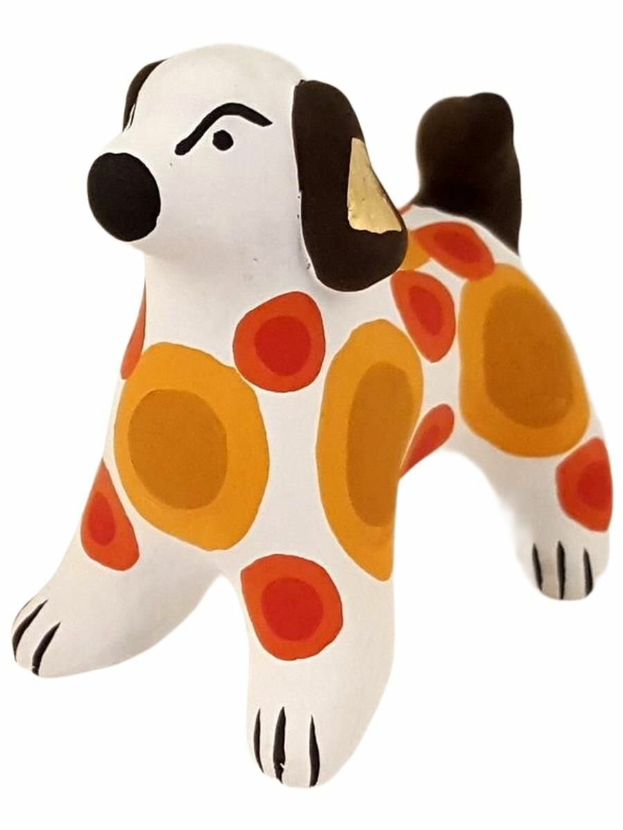 Собачка-1, Дымковская глиняная игрушка, ручная авторская работа