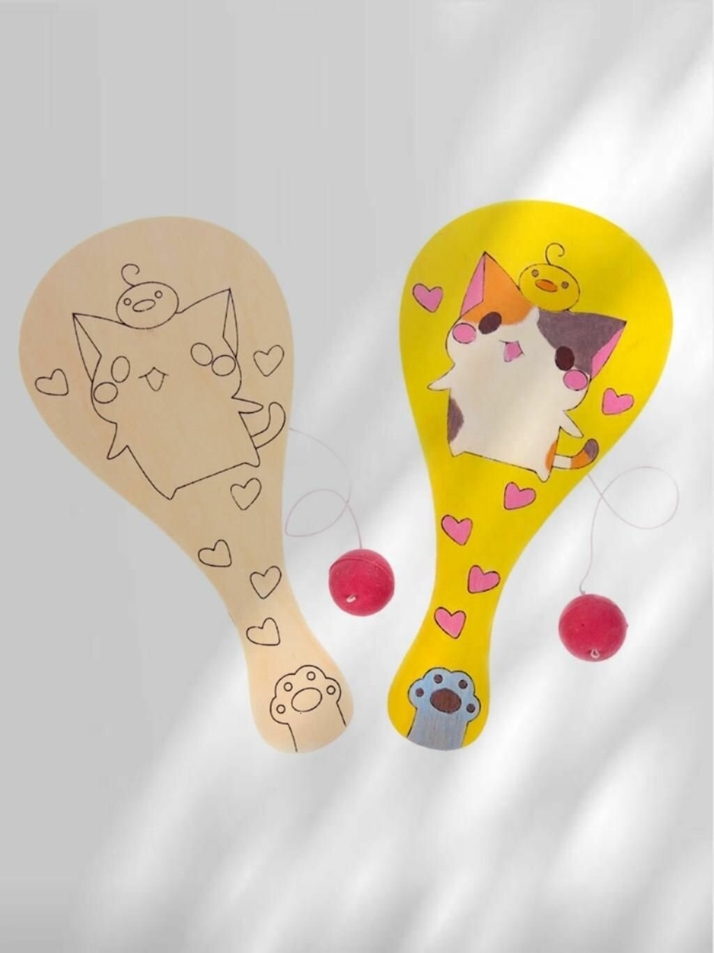 Деревянная ракетка для пинпонга для детей, - Стиль котенка